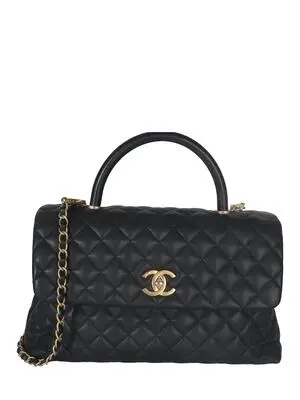 CHANEL Quilted Caviar Top Handle Bag