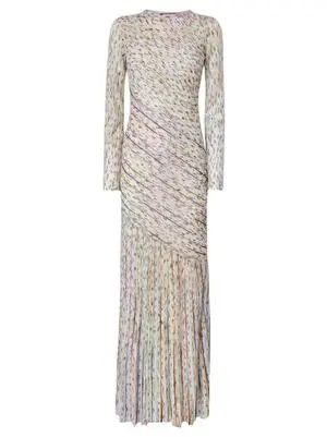 Missoni Pleated Long-sleeved Maxi Dress - Neutrals