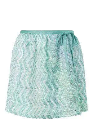 Missoni Zigzag-pattern Side-tie Mini Skirt - Blue