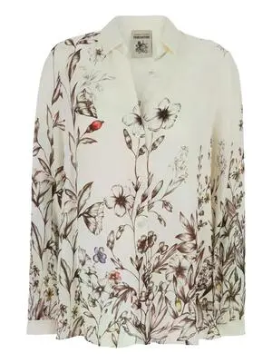 SEMICOUTURE Floral-print Buttoned Shirt - White