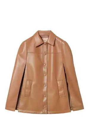 TWINSET Button Detailed Faux-leather Cape Jacket - Brown