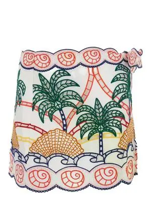 Farm Rio Richelieu Cotton Mini Skirt - White
