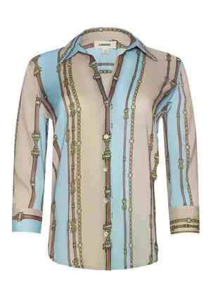 L'Agence Camille Belt Stripe Blouse - Neutrals