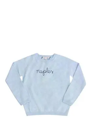 Lingua Franca Naples Embroidered Crewneck Sweater - Blue