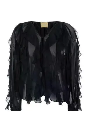Momoni Canela Ruffled Blouse - Black