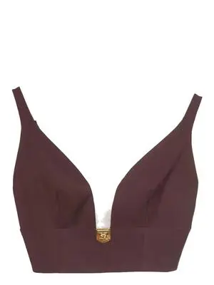 Elisabetta Franchi Crepe Logo Top - Purple