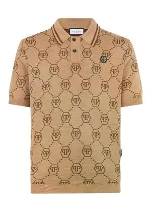 Philipp Plein Monogram Polo Shirt - Brown