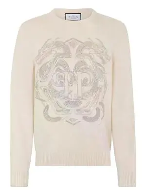 Philipp Plein Dragon-graphic Round-neck Sweater - White