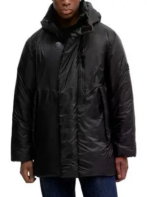 Rains 17240 Torna Insulated Hooded Panelled Jacket - Black