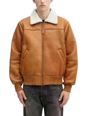 Alpha Industries Full-zip Shearling-collar Jacket - Brown