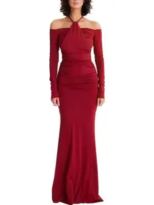 MOOS STUDIO Heatline Off-the-shoulder Maxi Dress - Red