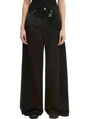 Sportmax Piercing-embellishment Wide-leg Jeans - Black