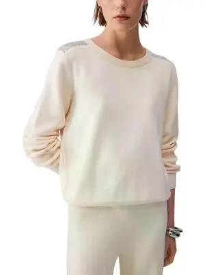 Liu Jo Crew-neck Sweater With Bead Appliqu - Neutrals