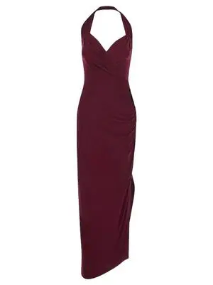 Norma Kamali Halterneck Draped Dress - Red