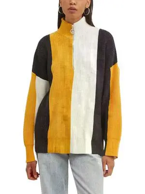 Moschino Striped Zip Knitwear - Yellow