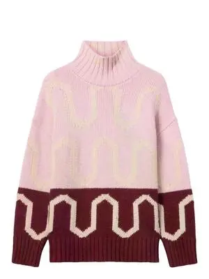 La DoubleJ Patterned Turtleneck Sweater - Pink