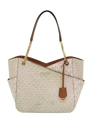 Michael Kors Large Jet Set Travel Chain Tote Bag - White