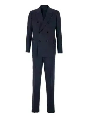 Emporio Armani Double-breasted Wool Suit - Blue