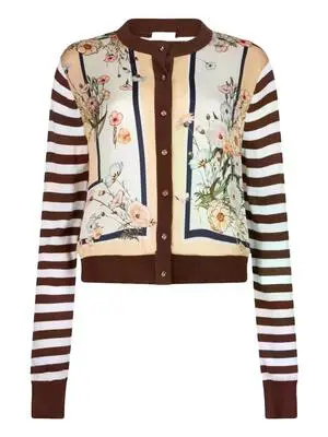 Liu Jo Striped Floral-print Cardigan - Brown
