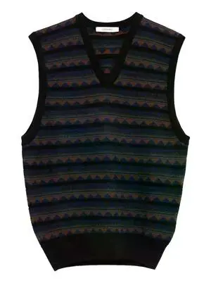LEMAIRE Patterned V-neck Vest - Black