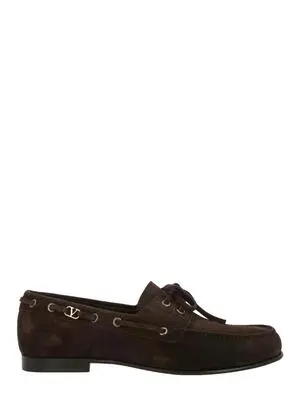 Valentino Garavani Lace-up Leather Boat Shoes - Brown