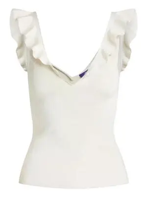 Ralph Lauren Ruffled V-neck Tank Top - Blue