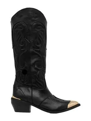 Just Cavalli Embossed Metal-toe Boots - Black