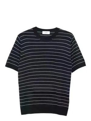 LARDINI Striped Knitted T-shirt - Blue