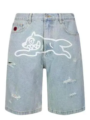 ICECREAM Running Dog Denim Shorts - Blue