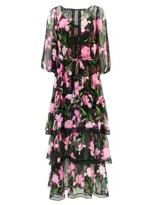 CHRISTY LYNN Nina Floral-print Midi Dress - Black