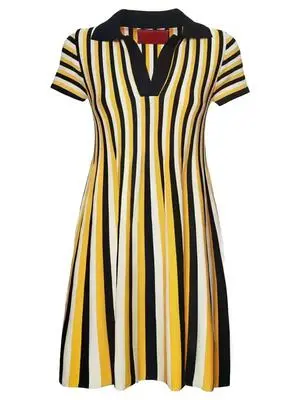 La DoubleJ Plaza Striped Collar Mini Dress - Yellow