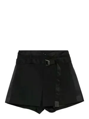Sacai High-waist Belted Shorts - Black