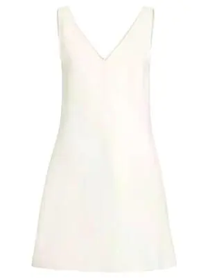 Brunello Cucinelli V-neck Twill Mini Dress - Neutrals