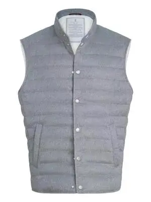 Brunello Cucinelli Flannel-textured Down Gilet - Grey