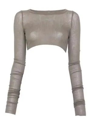 Rick Owens Cropped Long-sleeved T-shirt - Grey