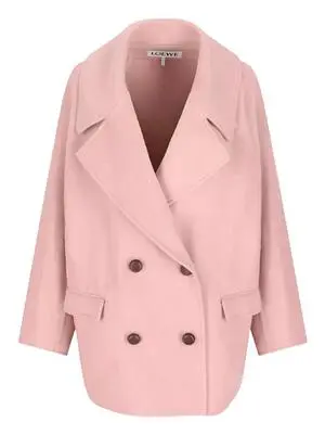 Loewe Double-breasted Wool Coat - Pink