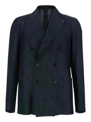 Tagliatore Double-breasted Denim Blazer - Blue