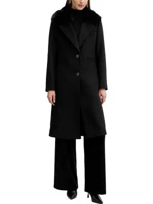 Guess Faux Fur-collared Coat - Black