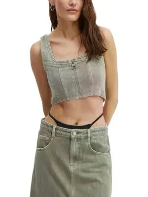 Miss Sixty Zip Cropped Top - Grey