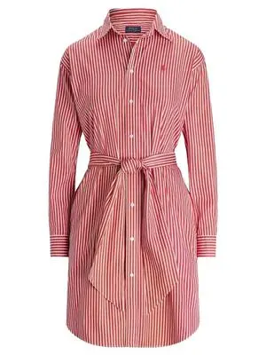 Polo Ralph Lauren Striped Midi Shirt Dress - Red