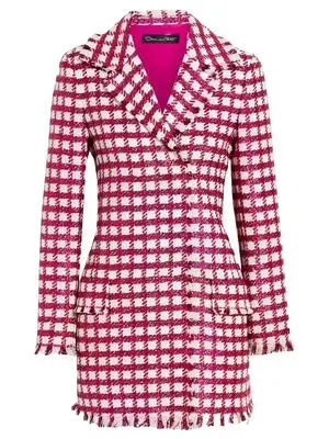 Oscar De La Renta Checked Tweed Mini Dress - Pink