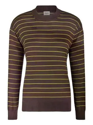 TOD'S Long-sleeve Striped Sweater - Brown