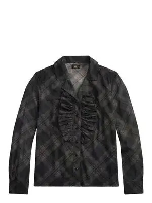 Ralph Lauren Ruffled Plaid Shirt - Grey