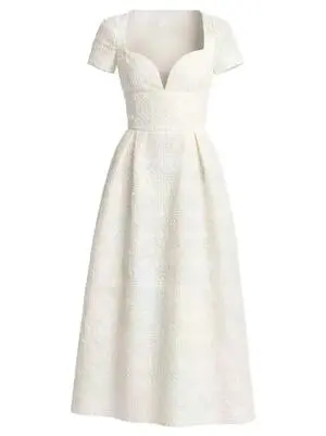 Elie Saab Macramé Midi Dress - White