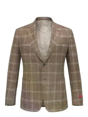 Isaia Single-breasted Plaid Blazer - Brown