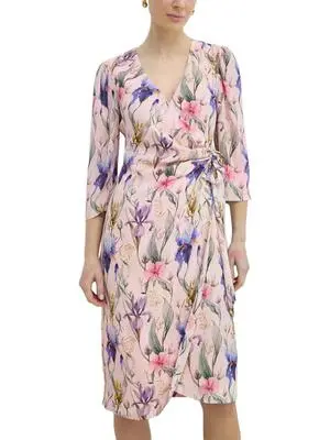 NISSA Floral-print Wrap Midi Dress - Pink