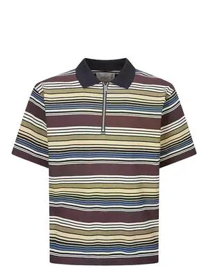 Sacai Horizontal Stripe Polo Shirt - Brown