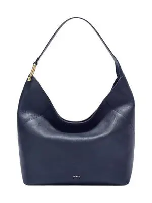 Furla Lara Large Textured Shoulder Bag - Blue