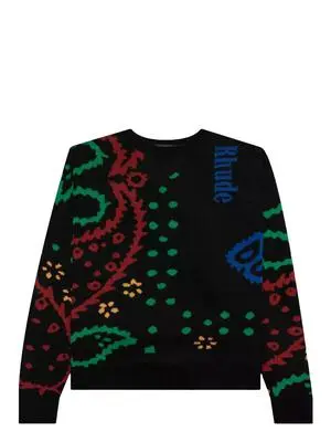 Rhude Bandana Knit Crewneck Sweater - Black