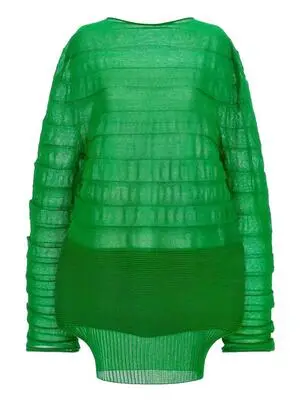Issey Miyake Contrasting Knitted Moving Knit Top - Green